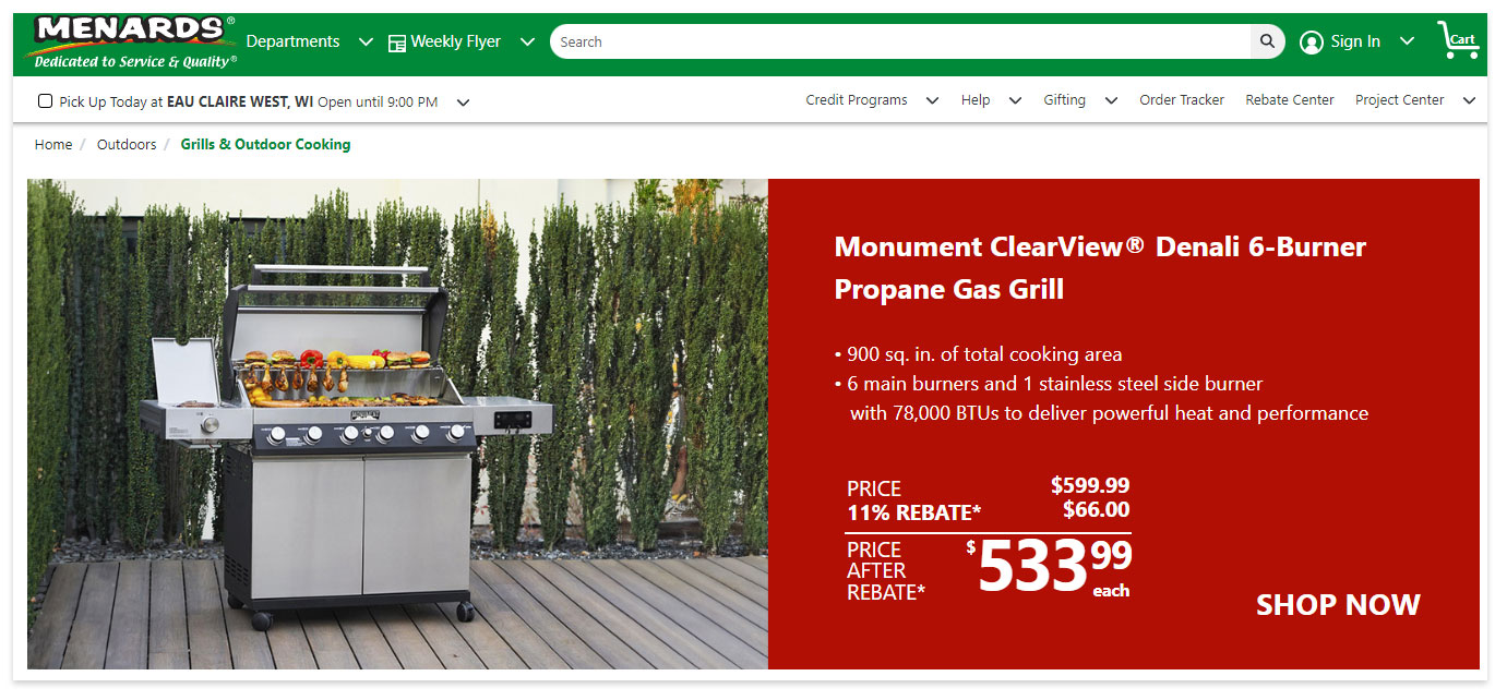 Landing Page Advertising at Menards®