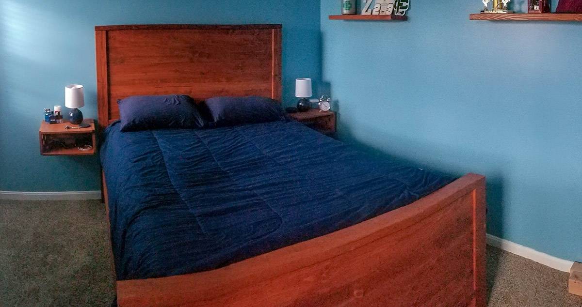 Queen Bed Frame, Floating Shelves & Nightstands - Project by Michael at ...