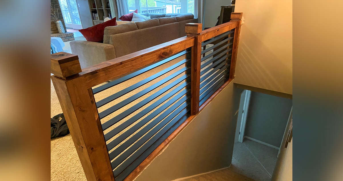 Knotty Alder & Steel Handrail - Project by Thomas at Menards®