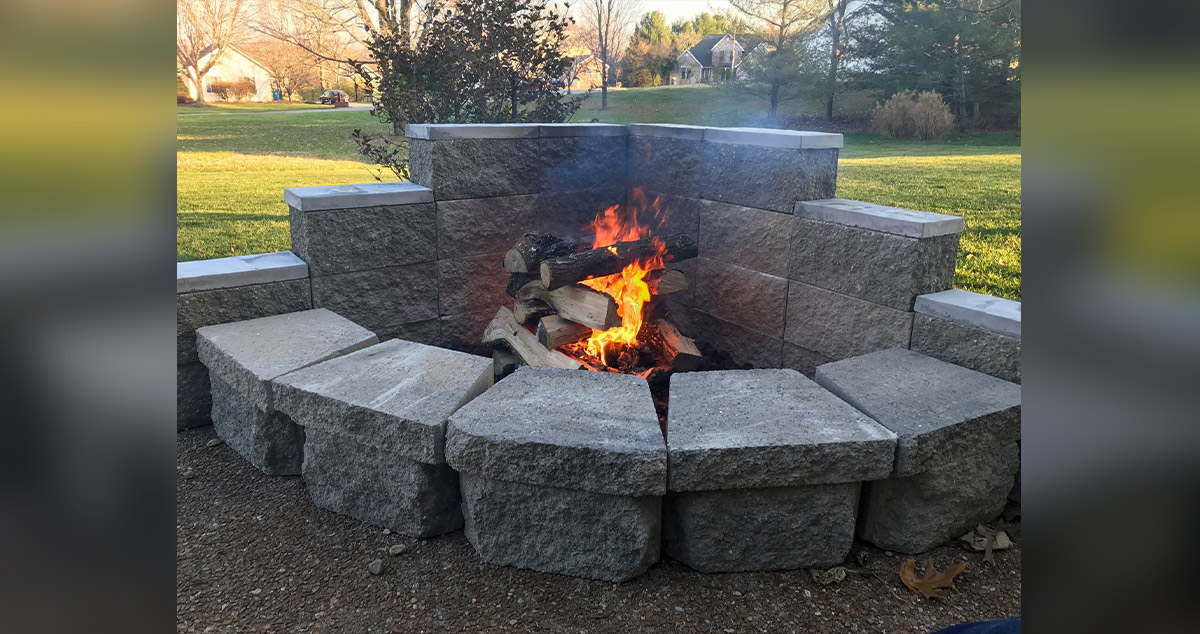 Corner fire pit store