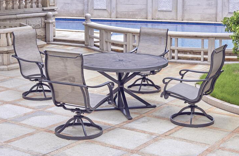 Backyard Creations Malone Brown 5 Piece Dining Patio Set with Tan Fabric at Menards